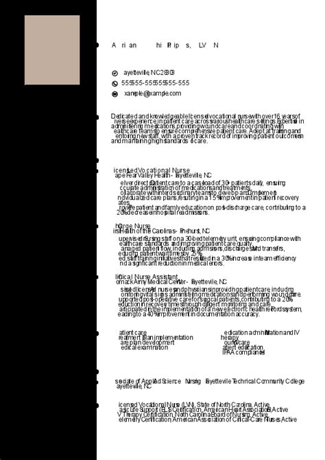 Licensed Vocational Nurse LVN Resume Examples Writing Tips Guide