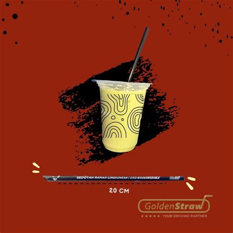 Jual Sedotan Hitam Lancip 6mm Steril Golden Straw Oxo Isi 500 Pcs