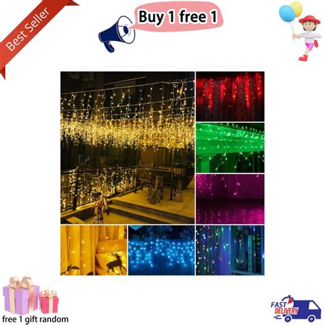 Jual Lampu Tumbler LED Tirai Dekorasi Hias Natal Twinkle Light 100 Led