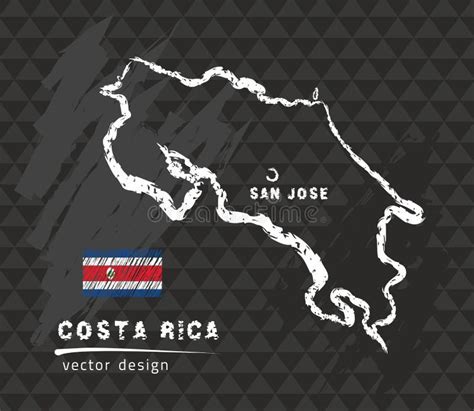 Mapa De Costa Rica Dibujo De La Pluma Del Vector En Fondo Negro