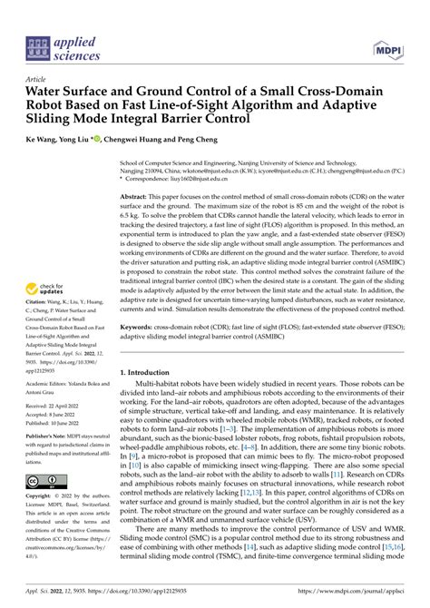 pdf water surface and ground control of a small cross domain robot based on fast line of sight