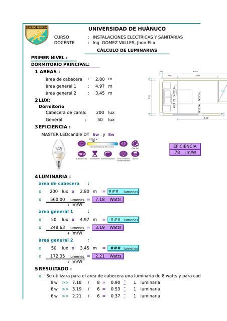 Calculo de Luminarias Instalaciones Eléctricas uDocz