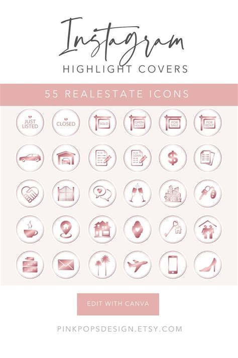 Real Estate Instagram Highlights Rose Gold Real Estate Etsy Canada