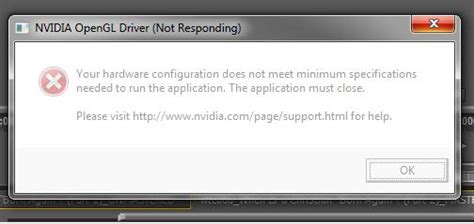 nvidia opengl driver not responding