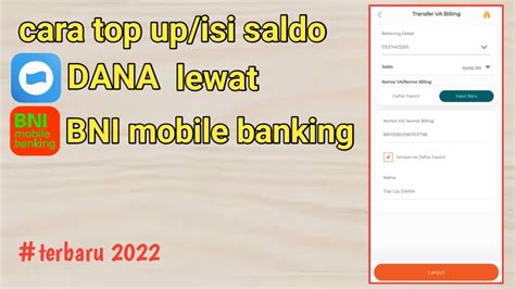 Cara Top Up Isi Saldo Dana Lewat M Banking BNI YouTube