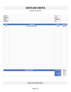 Descargar Formato De Nota De Venta En PDF Excel Y Word