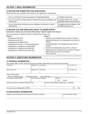 Fillable Online Dentistry Ucla CMS 855O Medicare Enrollment