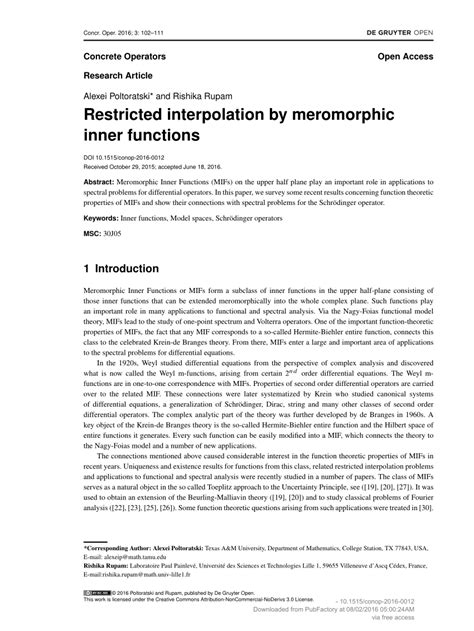 pdf restricted interpolation by meromorphic inner functions