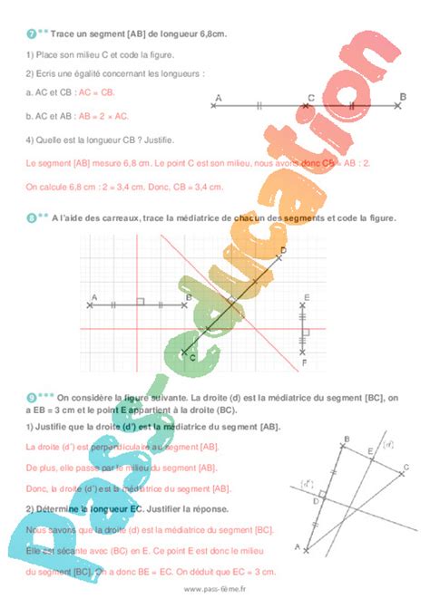 Les segments Exercices de géométrie pour la 6ème PDF à imprimer