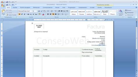 Como Hacer Una Factura En Word 2007 2010 YouTube