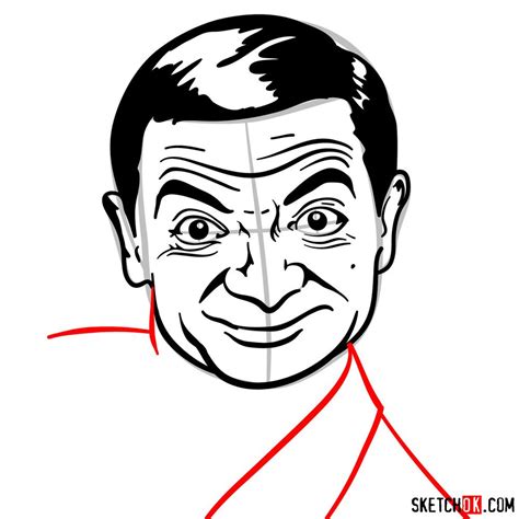 How To Draw Mr Bean Rowan Atkinson Sketchok Easy Drawing Guides