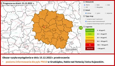 Ryzyko przekroczenia poziomu informowania dla pyłu PM10 LIFE