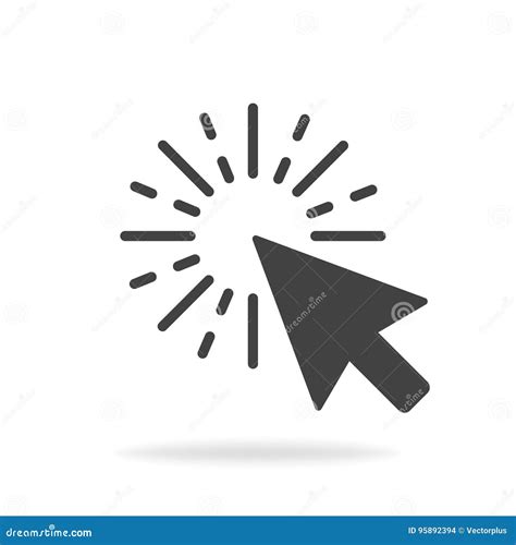 Computer Mouse Click Cursor Gray Arrow Icon Vector Illustration Stock
