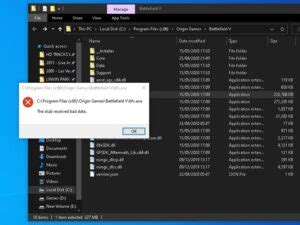The Stub Received A Bad Data Error Message On Windows