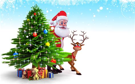 Santa And Reindeers Wallpapers Wallpaper Cave
