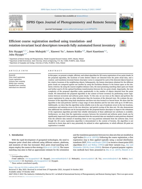 pdf efficient coarse registration method using translation and rotation invariant local