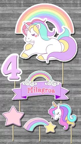 Unicornio Cake Topper Adorno Torta Imprimible En Venta En Capital