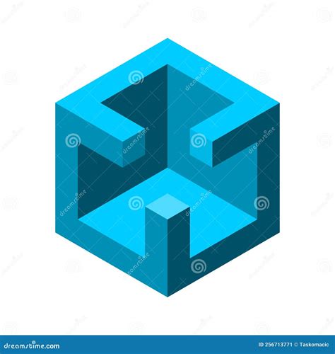Blue Abstract 3D Cube Object Architectural Feature With Beams