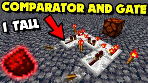Compact 1 Block Tall Comparator AND Gate Minecraft Redstone Tutorial