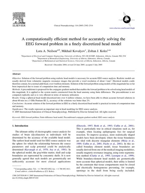 pdf a computationally efficient method for accurately solving the eeg forward problem in a