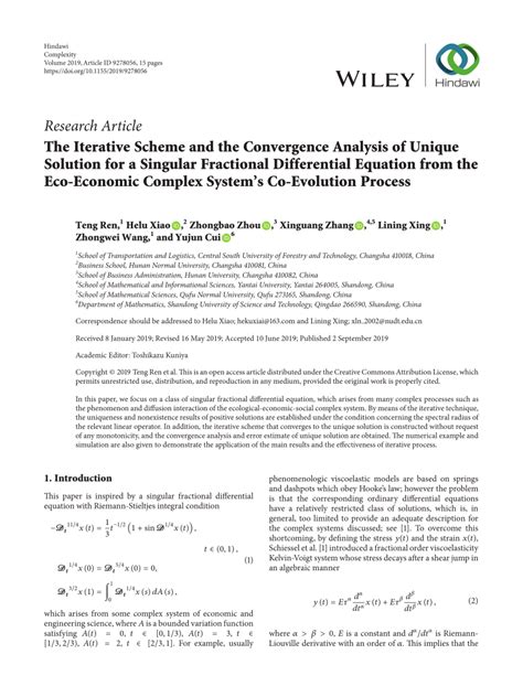 pdf the iterative scheme and the convergence analysis of unique solution for a singular