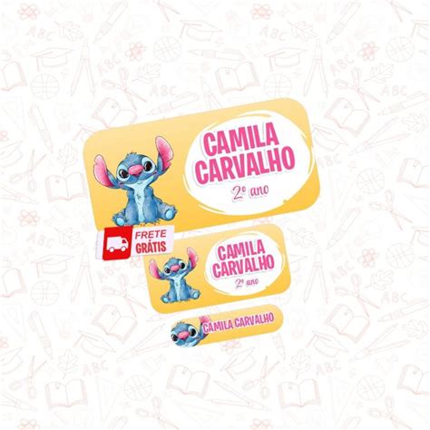 Etiqueta Escolar Stitch 150un Frete Grátis Elo7