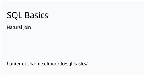 Natural Join SQL Basics