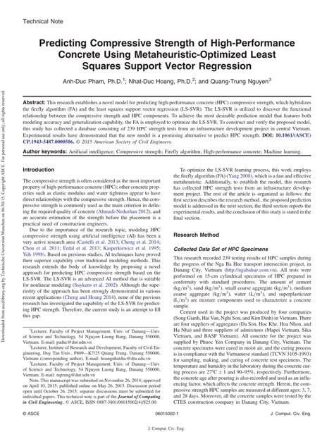pdf predicting compressive strength of high performance concrete using metaheuristic optimized