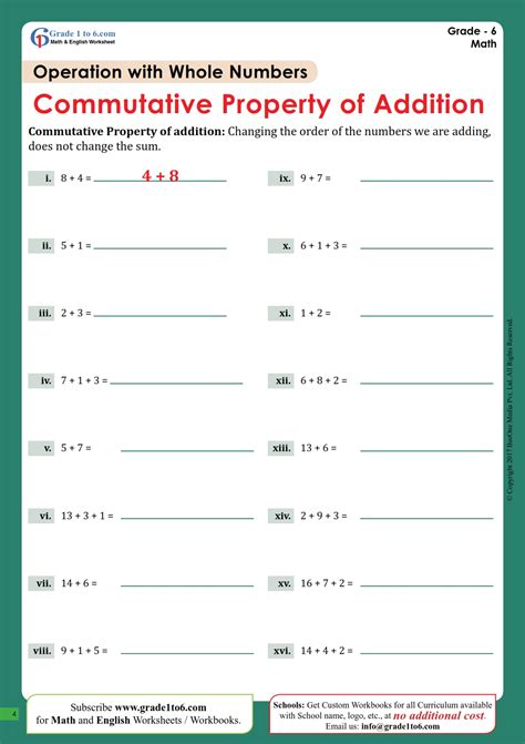 commutative property of addition worksheets