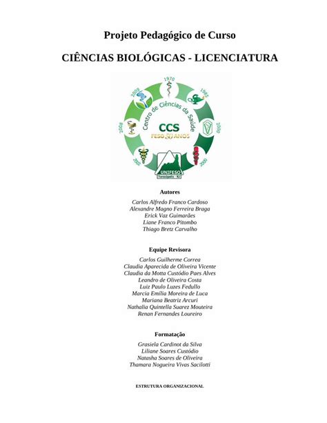 Pdf Projeto Pedag Gico De Curso Ci Ncias Biol Gicas