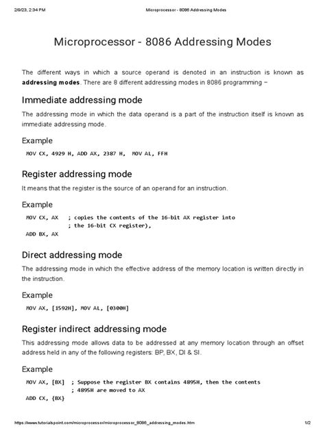 microprocessor 8086 addressing modes download free pdf digital electronics computer science