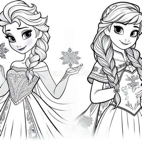 Livre De Coloriage Elsa Et Anna Isolé Photo stock Image du tableau