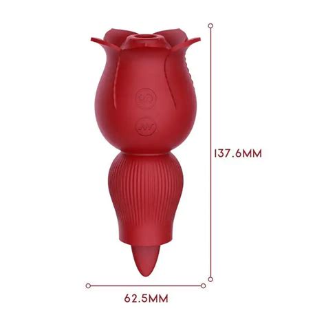 Rose Shaped Tongue Licking And Sucking Vibrator Sex Toy Clitoral Stimulator Double Sensation