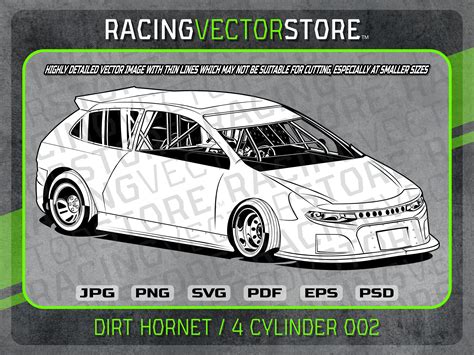 Dirt Hornet Four Cylinder Race Car Highly Detailed Image In Svg Ai