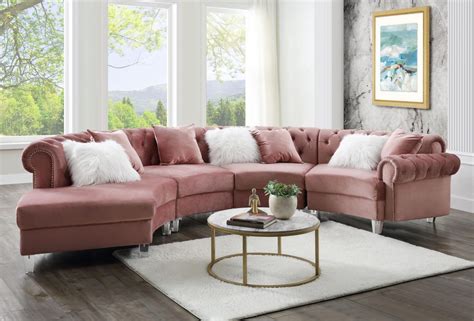 Ninagold Contemporary Curved Velvet Sectional Sofa KFROOMS Sale