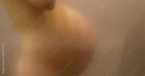 Pregnancy Concept Video Pregnant Woman Belly Closeup In Shower