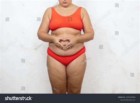 Naked Overweight Woman Show Heart Shape Stock Photo 2293503969
