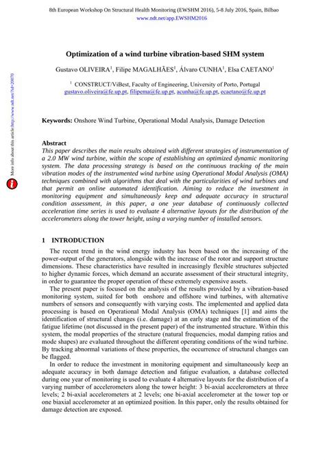 pdf optimization of a wind turbine vibration based shm system · optimization of a wind turbine