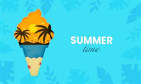 Concepto De Verano Con Vista A La Playa Del Sol Dentro Del Cono De