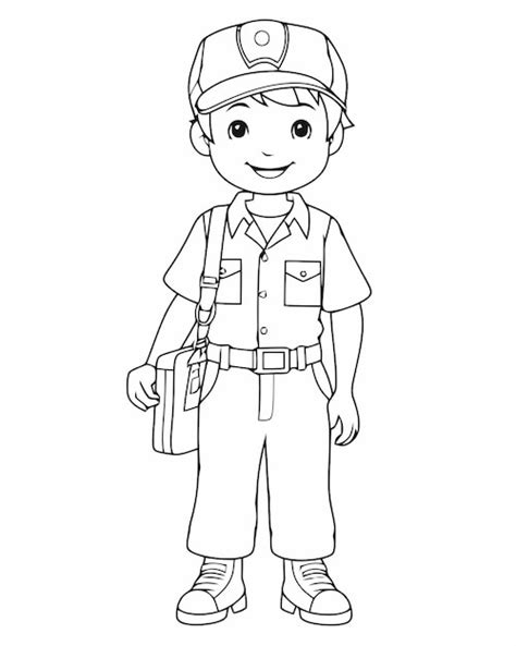 Un niño con sombrero y bolso Vector Premium