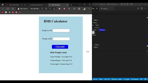 bmi calculator javascript project 2 youtube