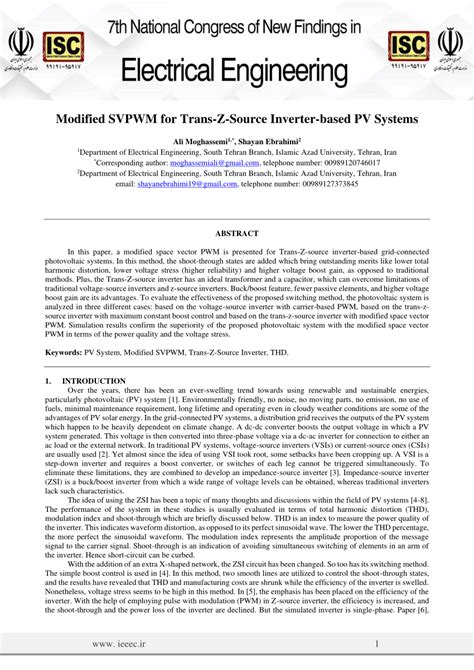 pdf modified svpwm for trans z source inverter based pv systems