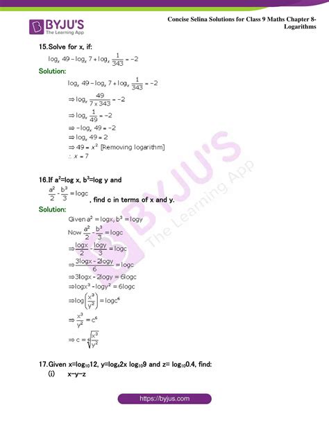 selina solutions class 9 concise maths chapter 8 logarithms download free pdf