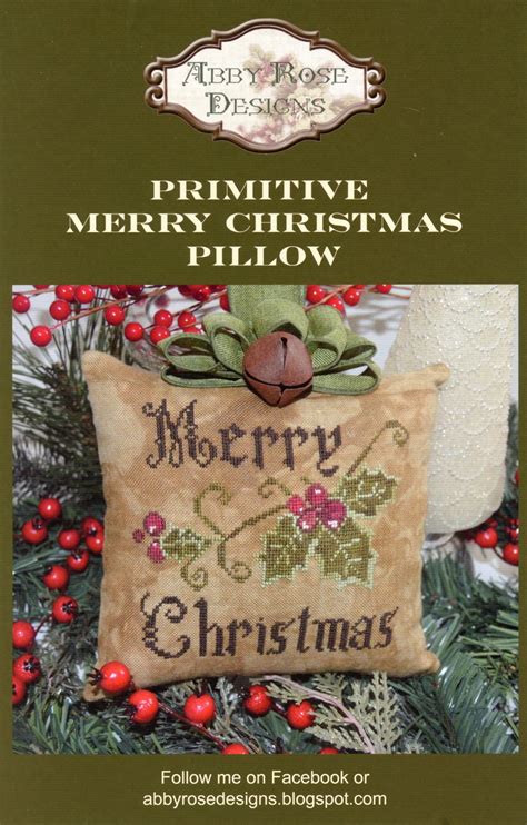 Primitive Merry Christmas Cross Stitch Pillow Pattern Embroidery