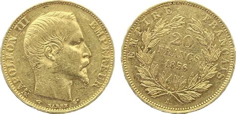 1856 A Frankreich 20 Francs Gold Napoleon III vorzüglich MA Shops