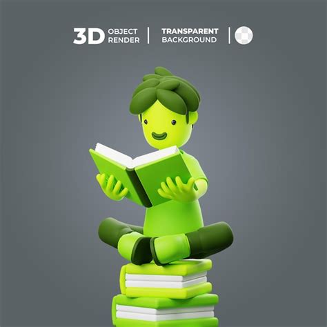 Personagem D Lendo Um Livro Psd Premium