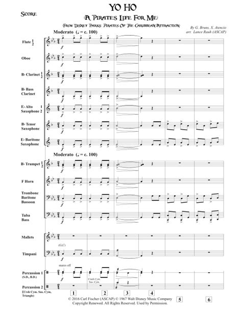 Yo Ho A Pirate S Life For Me Arr Lance Rauh Sheet Music Xavier
