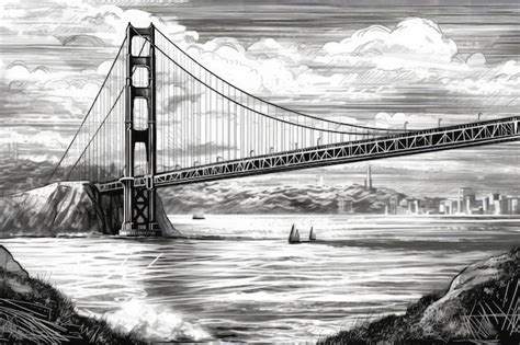 Ilustración del icónico puente golden gate en san francisco en un