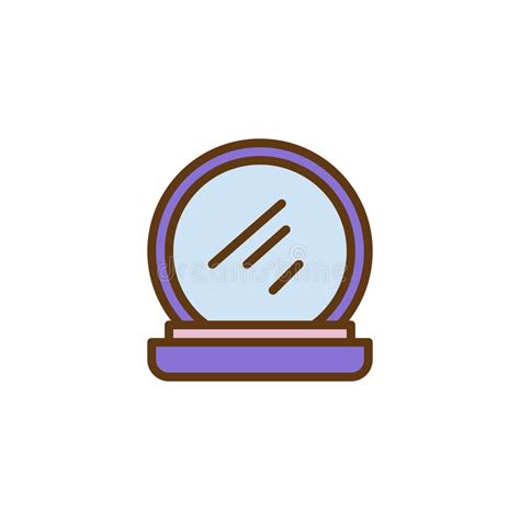 Polvo Del Maquillaje Con El Icono Llenado Espejo Del Esquema