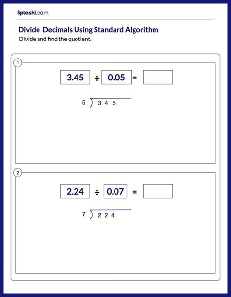 Divide By Decimals Worksheet